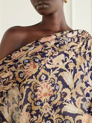 Zimmermann One-shoulder Gathered Printed Crepe Maxi Dress