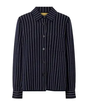 Guest In Residence Pinstriped Cotton And Silk-blend Shirt Cardigan - Blue