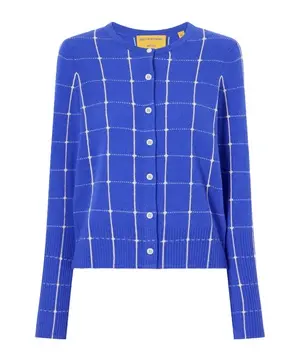 Guest In Residence Jane Checker Cashmere Cardigan - Blue