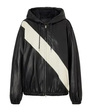 WALES BONNER Striped Leather Jacket - Black