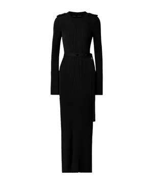 Proenza Schouler Lauryn Belted Ribbed-knit Dress - Black
