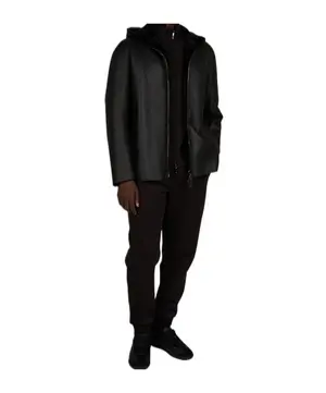 Emporio Armani Long-sleeved Leather Jacket