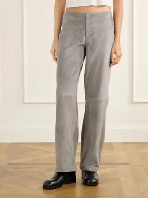 Still Here Suede Low-rise Straight-leg Pants