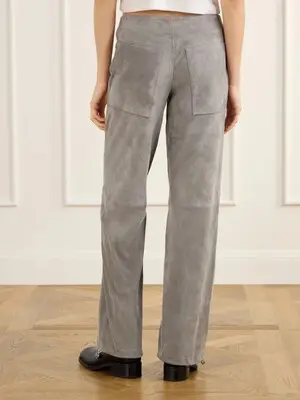 Still Here Suede Low-rise Straight-leg Pants