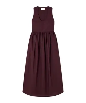 Matteau Gathered Organic Cotton-poplin Midi Dress - Black