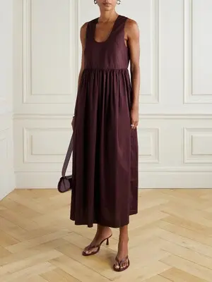 Matteau Gathered Organic Cotton-poplin Midi Dress