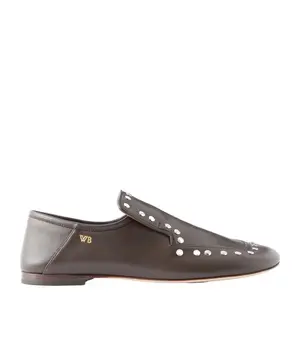 WALES BONNER Studded Leather Loafers - Brown