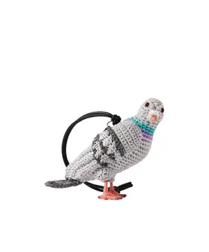J.W.ANDERSON Pigeon Crocheted Cotton And Leather Bag Charm - No