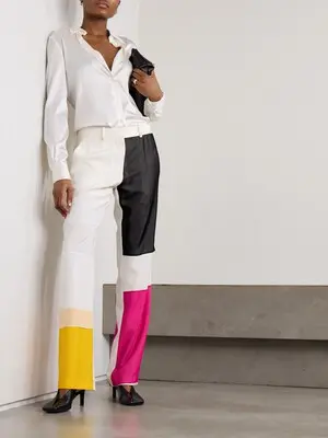 Helmut Lang Trimmed Stretch-satin Straight-leg Pants