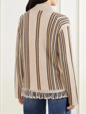 Guest In Residence Striped Wool And Cashmere-blend Cardigan