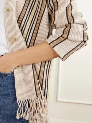 Guest In Residence Striped Wool And Cashmere-blend Cardigan