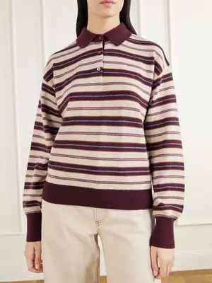 Guest In Residence Striped Cashmere Polo Sweater