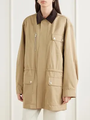 FRAME Drawstring Corduroy-trimmed Cotton-twill Jacket