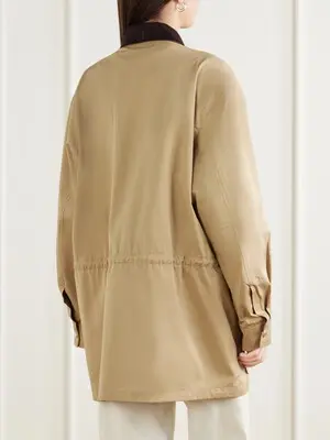 FRAME Drawstring Corduroy-trimmed Cotton-twill Jacket