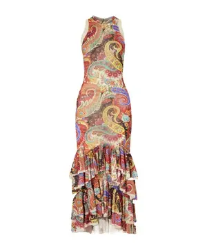 Etro Ruffled Paisley-print Chiffon Midi Dress - No