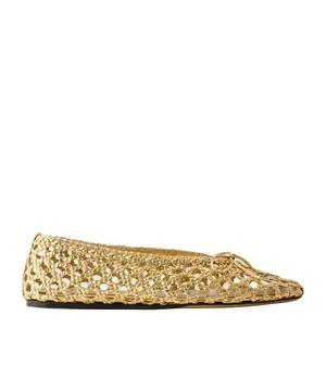 Le Monde Beryl Woven Leather Ballet Flats - Gold