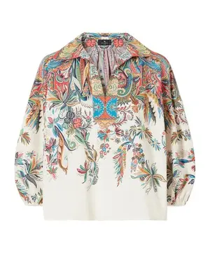 Etro Floral Print Cotton Poplin Shirt