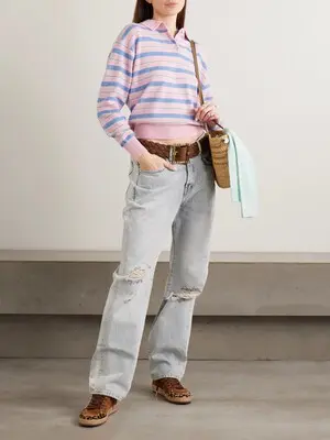 Guest In Residence Striped Cashmere Polo Sweater