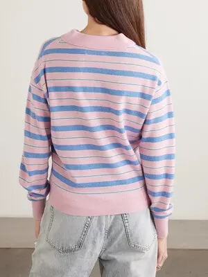 Guest In Residence Striped Cashmere Polo Sweater