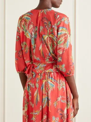 Etro Ruffled Printed Cotton Blouse - Red