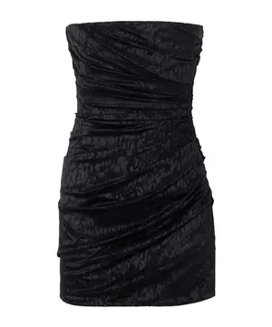 Alex Perry Gathered Leopard-print Lace Bustier Mini Dress - Black