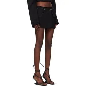 DION LEE Wrap-effect Embellished Frayed Wool-blend Mini Skirt