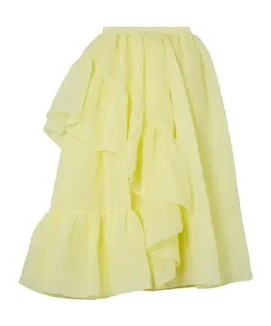 Erdem Ruffled Tiered Cloqué Midi Skirt