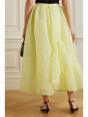 Erdem Ruffled Tiered Cloqué Midi Skirt