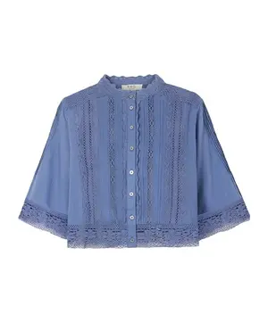 Sea Crochet-trimmed Cotton Blouse