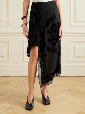 Etro Asymmetric Devoré-velvet Wrap Skirt
