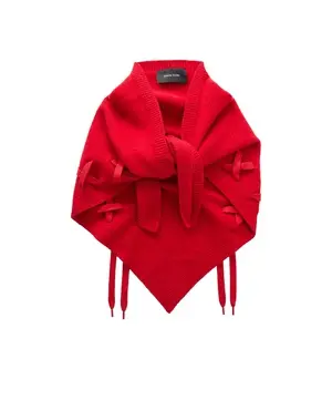 Simone Rocha Lace-up Neckerchief Scarf - Red