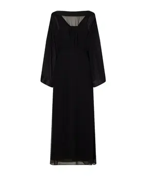 Saloni Yuki Layered Organza And Silk Maxi Dress - Black