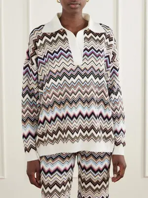 Missoni Striped Knitted Polo Sweater