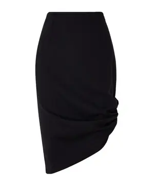 Carolina Herrera Asymmetrical Stretch-wool Midi Skirt - Black