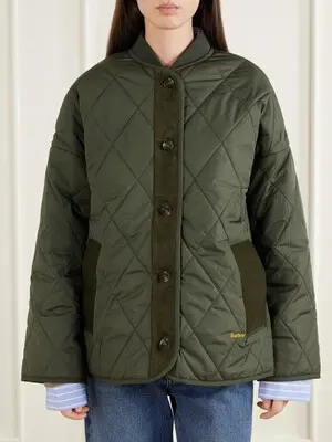 Barbour Corduroy-trimmed Shell Quilted Jacket