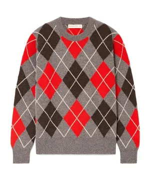 Daughter Argyle Checked Wool Sweater - Gray