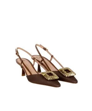 Roberto Festa Ingrid Embellished Slingback Pumps - Brown