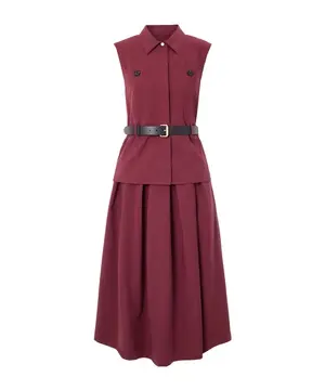 SELF-PORTRAIT Twill Belted Dress - No
