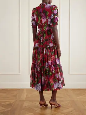 Carolina Herrera Hydrangea-print Tiered Dress