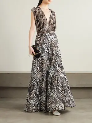 Diane Von Furstenberg Drew Reversible Printed Mesh Maxi Dress