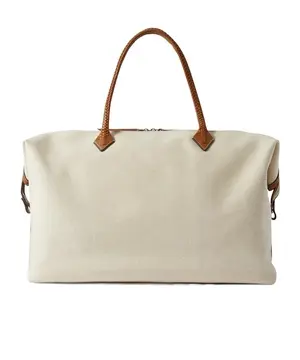 METIER Leather-trimmed Linen-canvas Tote - No