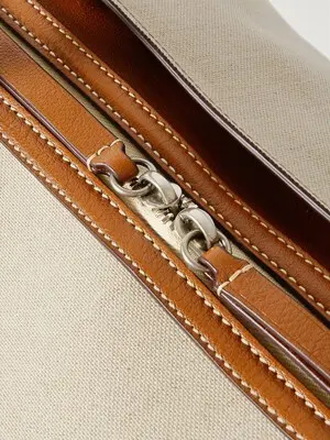 METIER Leather-trimmed Linen-canvas Tote