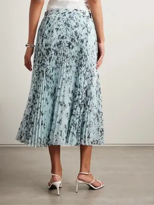 Proenza Schouler Cecily Pleated Printed Crepon Midi Skirt