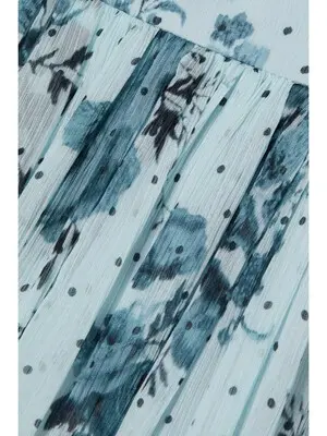 Erdem Pleated Printed Crepon Midi Skirt