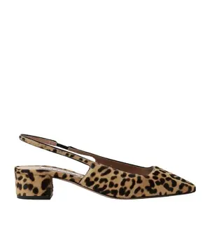 AQUAZZURA Ginza 35 Leopard-print Calf Hair Slingback Pumps - Brown