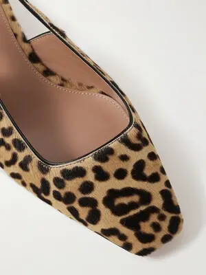AQUAZZURA Ginza 35 Leopard-print Calf Hair Slingback Pumps - No