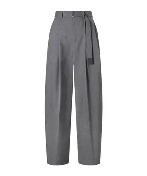 Sacai Belted Pleated Twill Wide-leg Pants