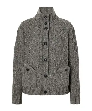 BLAZÉ MILANO Cable-knit Wool-blend Cardigan - Gray