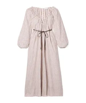 Zimmermann Cascadian Oversized Belted Striped Linen Maxi Dress - No