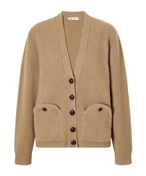 BLAZÉ MILANO Ribbed Wool And Cashmere-blend Cardigan - Camel